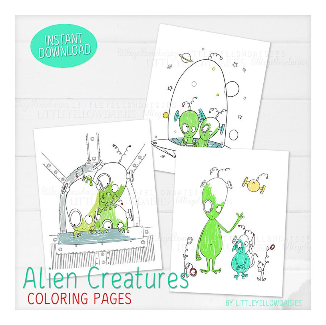 Alien Coloring Pages Space Alien Creatures Kids | Etsy