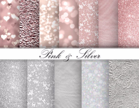 Pink & Silver Digital Paper-glitter Digital Paper-silver - Etsy UK