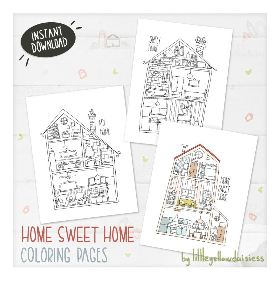 Home Sweet Home Coloring Pages, House Coloring Sheets, Activities for ...