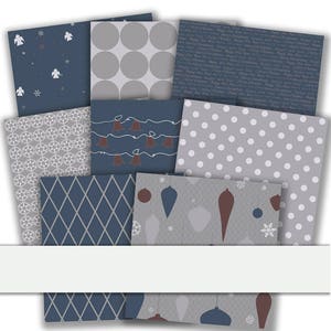 Christmas Digital Paper 12x12 Inch Set of 16 Dark Blue Dark - Etsy