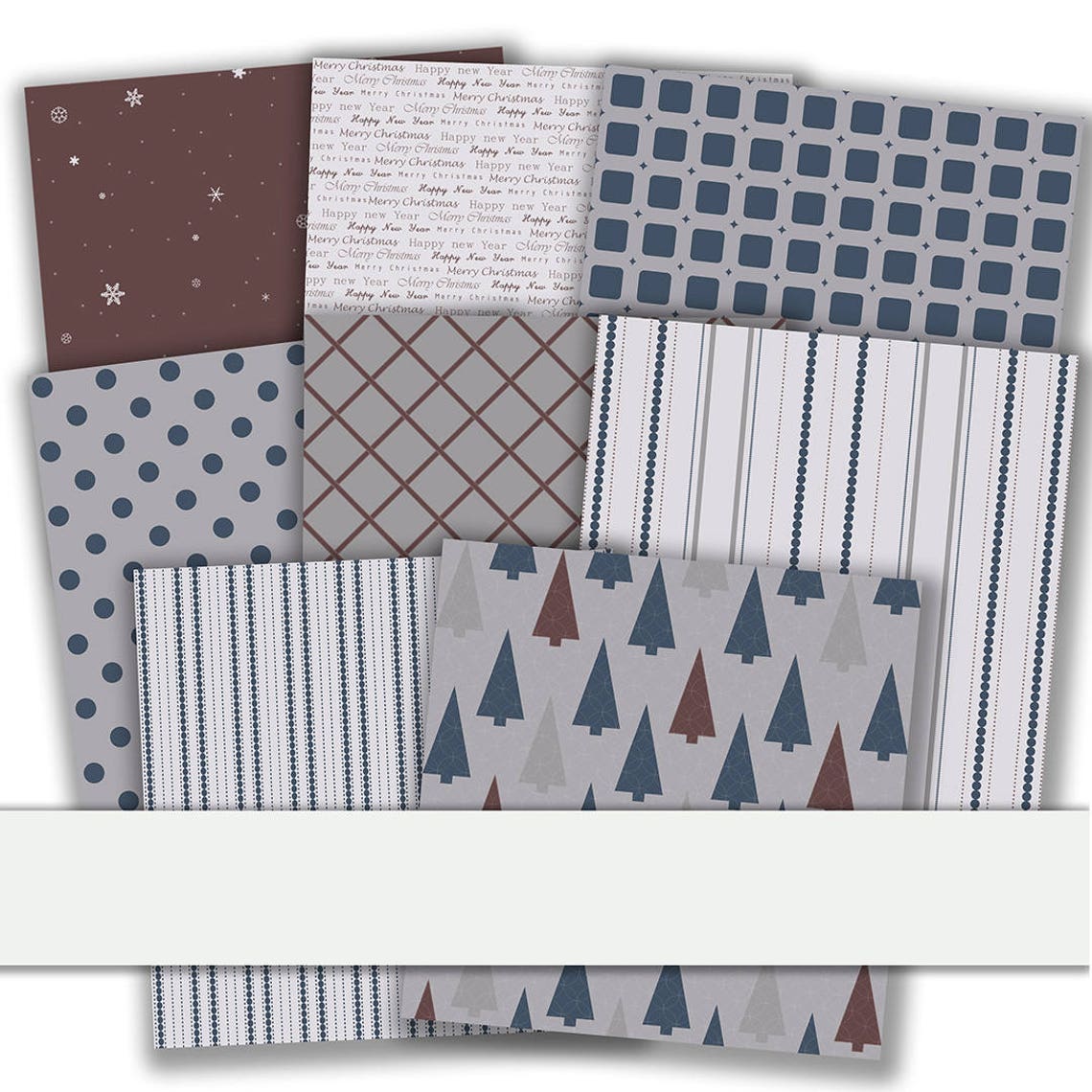 Christmas Digital Paper 12x12 Inch Set of 16 Dark Blue Dark - Etsy