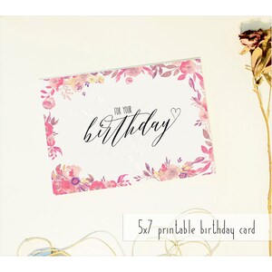 Birthday Card Printable-happy Birthday Card-card for Her-5x7 Greeting ...