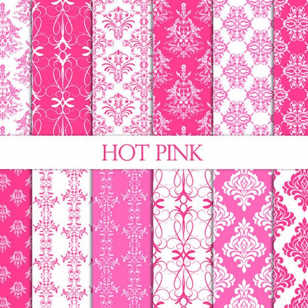 Hot Pink and Damask - Etsy
