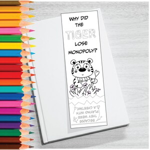 Printable Bookmarks, Cute Coloring Craft for Kids, Color-in Joke Book ...