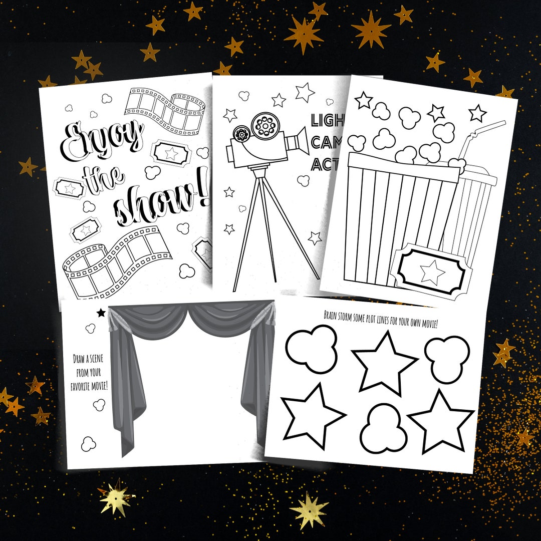 Movie Party Activity Sheets | Birthday Party Favor | Movie Night Party ...