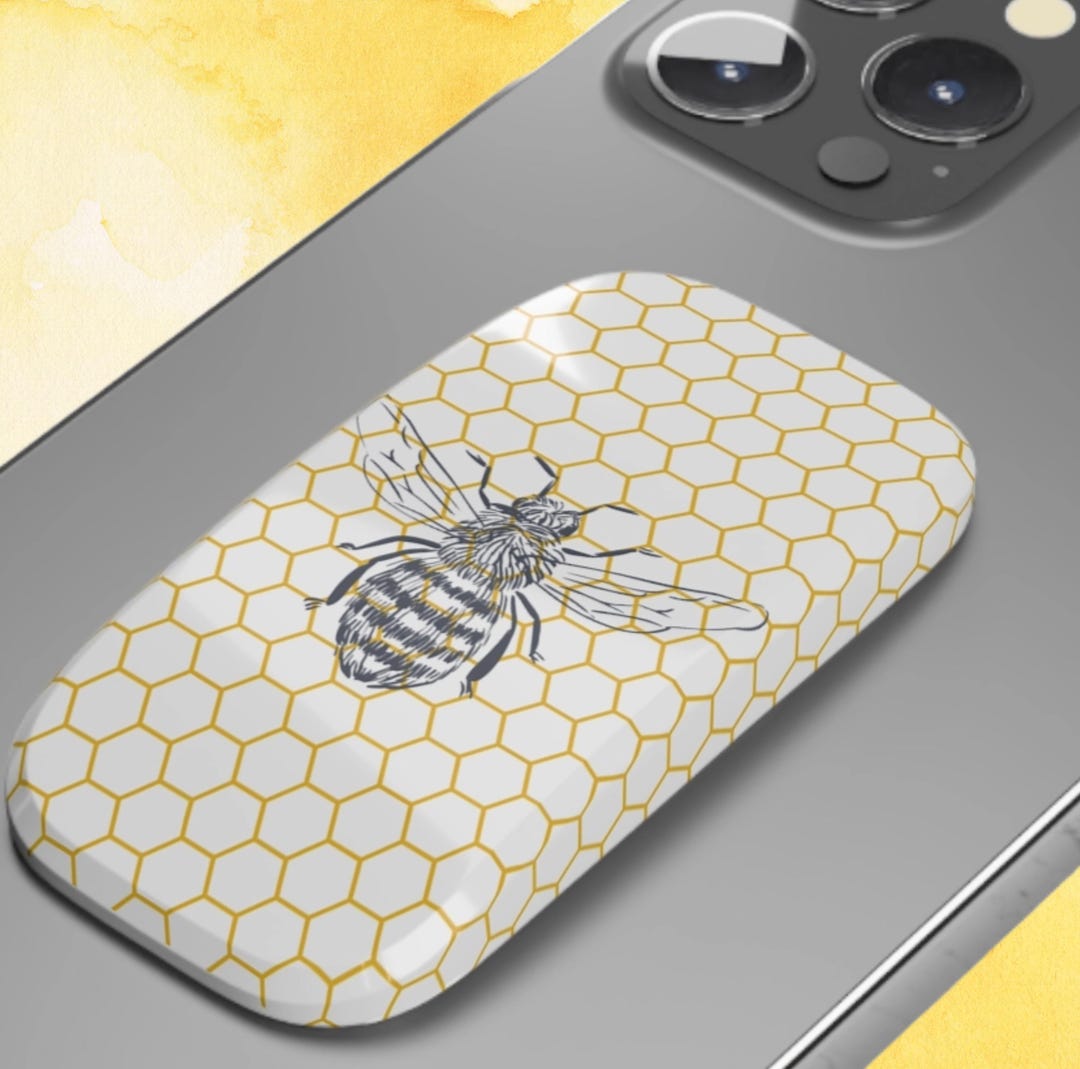 Honeybee Honeycomb Phone Click-on Grip, Boho Hippie Cute Gift, Unique ...