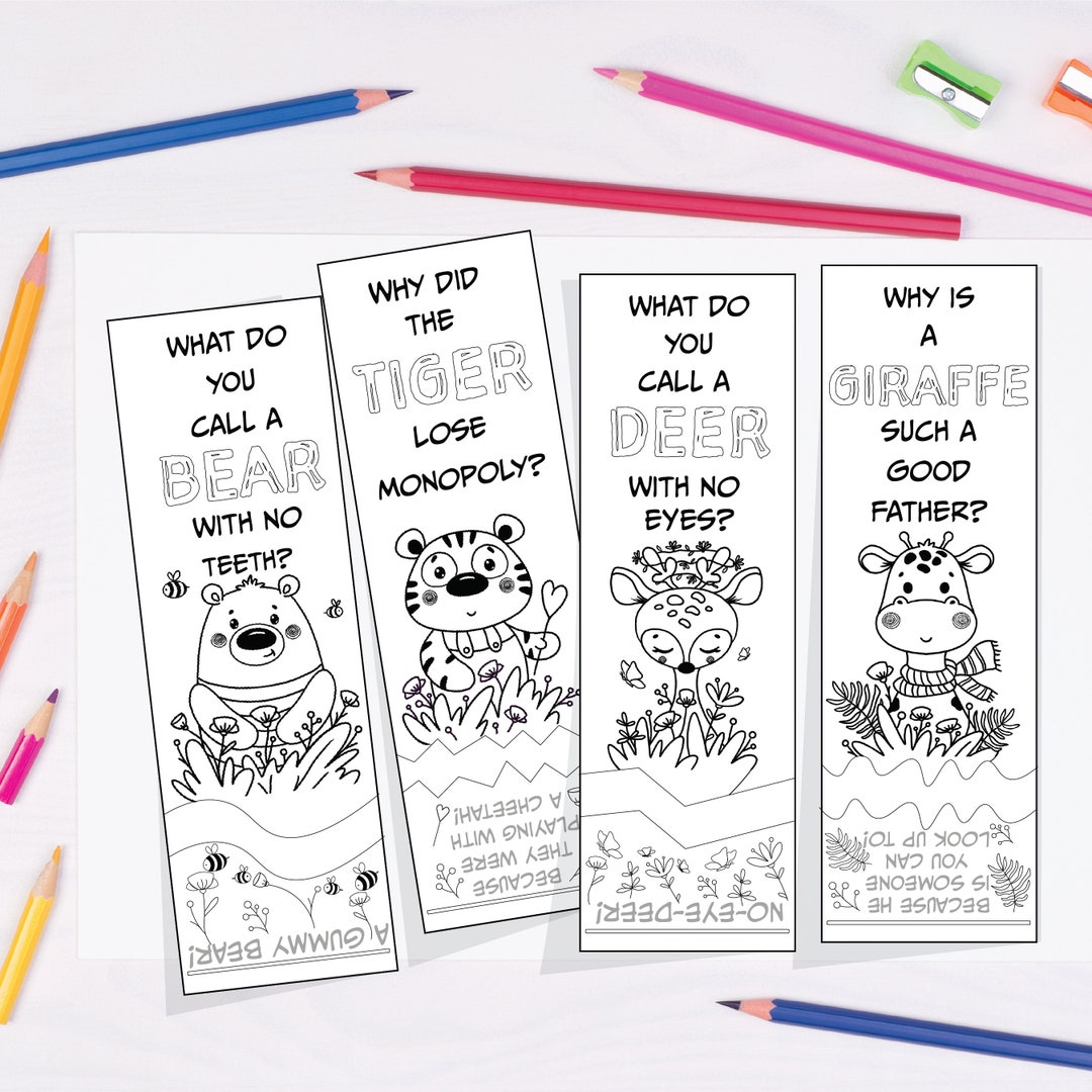 Printable Bookmarks, Cute Coloring Craft for Kids, Color-in Joke Book ...