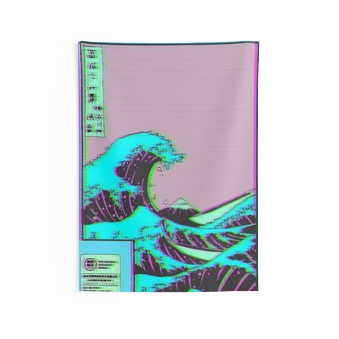 Vaporwave the Great Wave Indoor Wall Tapestrie - Etsy