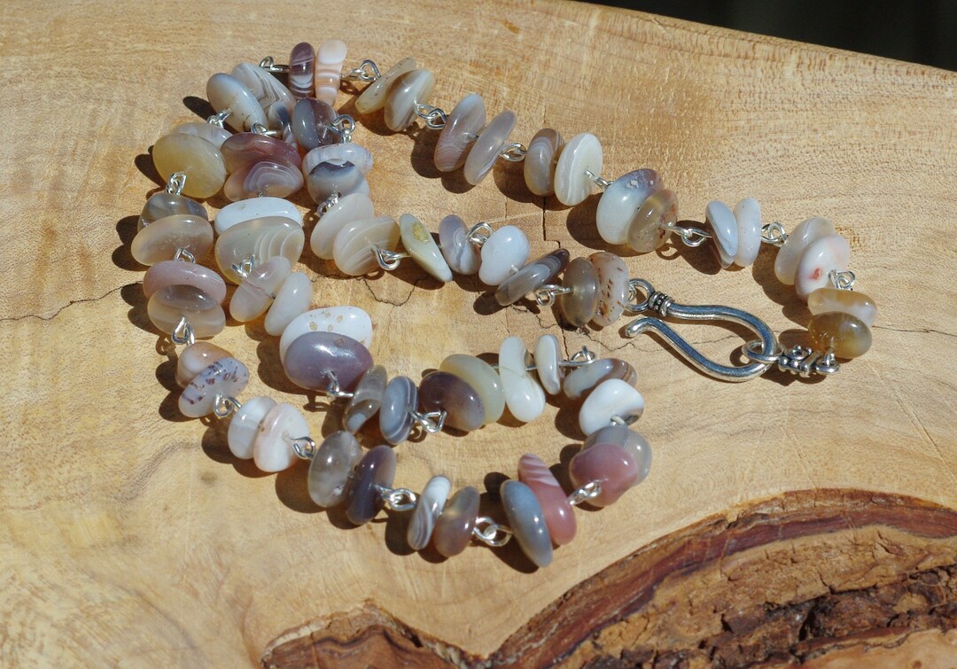 Men's Botswana Agate Necklace ~ Unisex Stone Jewellery - Etsy