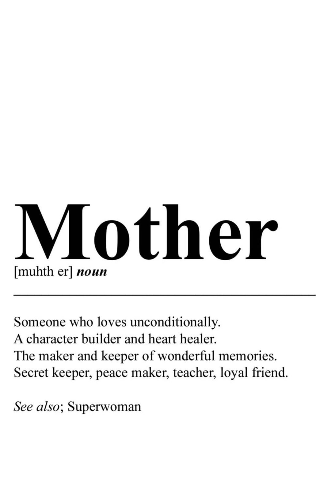 Mother Definition Print, A4 Print, Gift for Him, Hungry, Definition ...