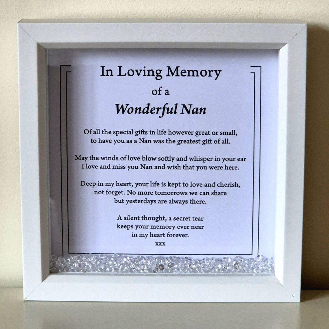 Nan Loving Memory Scatter Crystal Frame, Nan Memorial Gift, Miss You ...