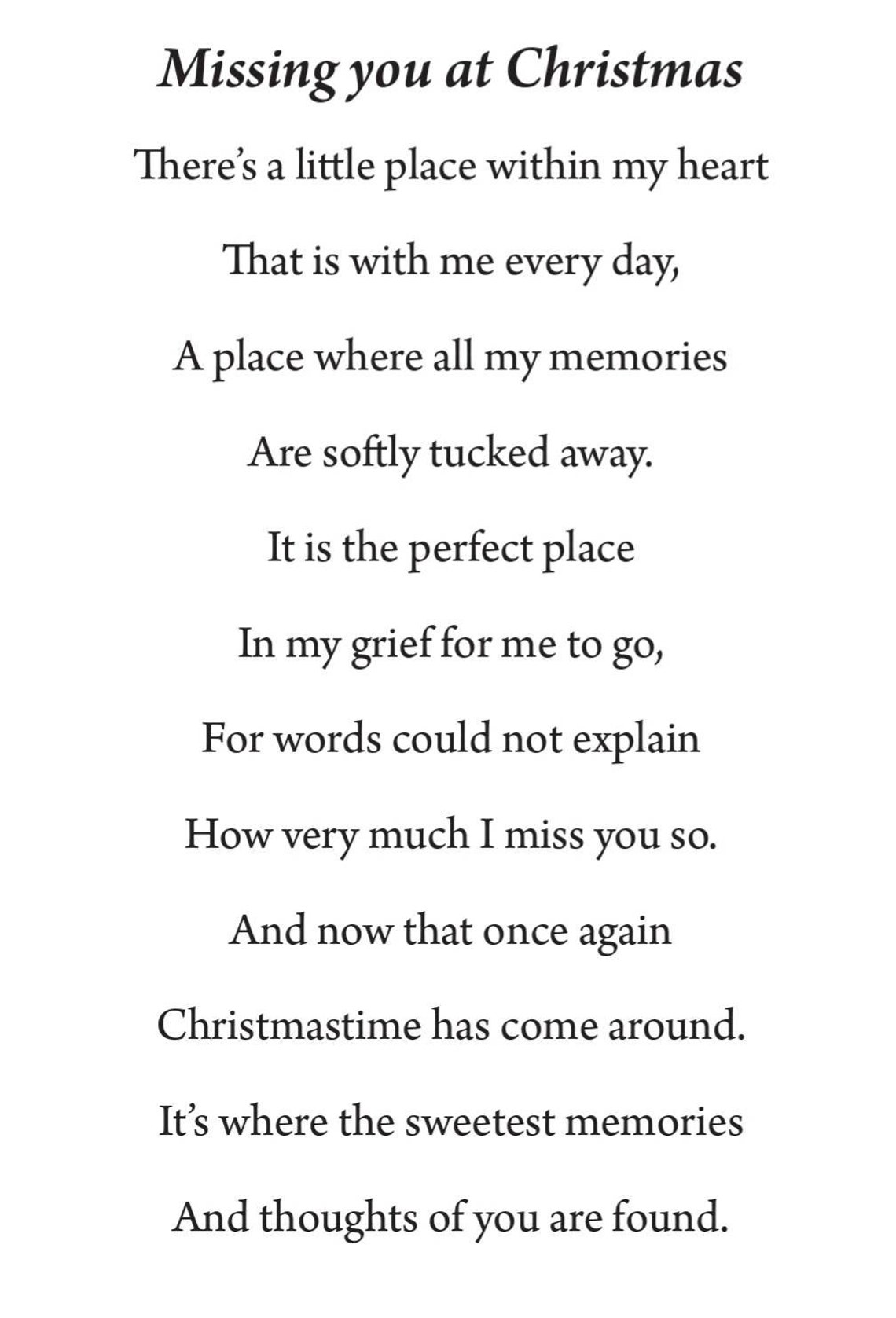 Missing You at Christmas Print, to My Dearest Family, Missing You ...