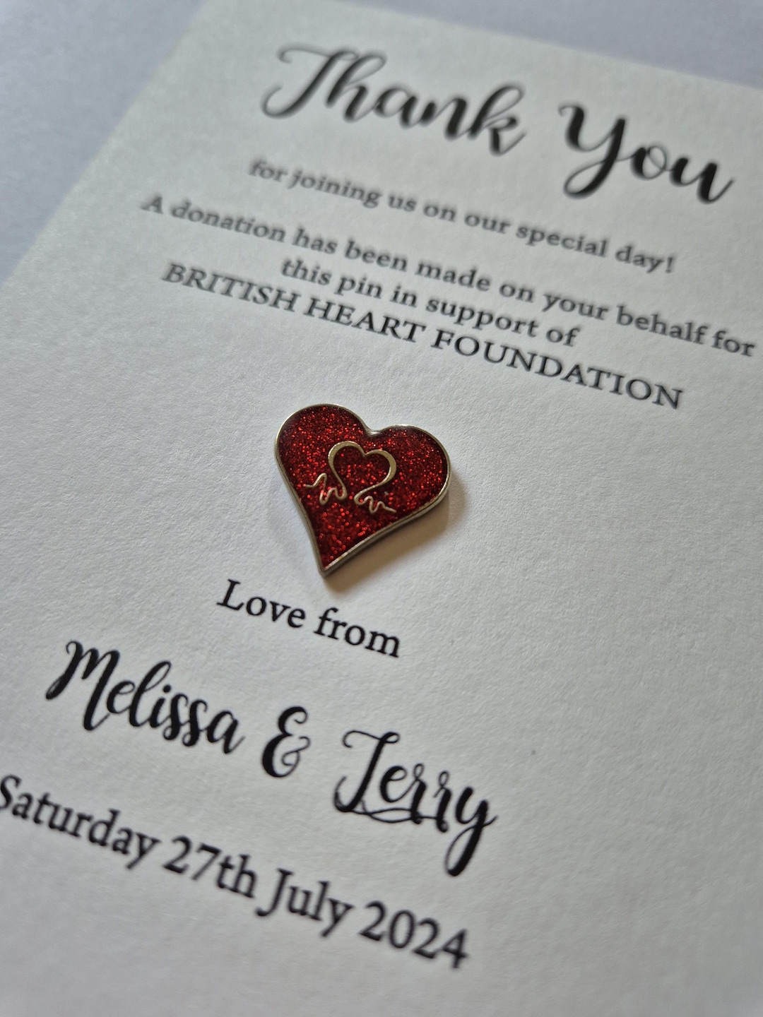 Charity Pin Wedding Favour Cards, Wedding Guest Gift, Wedding Token, in ...