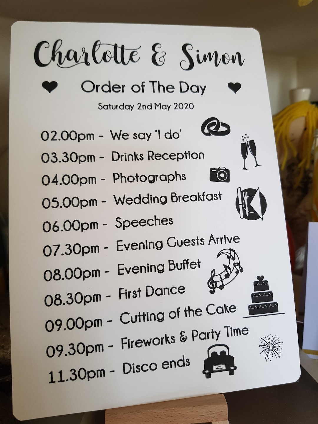 Wedding Order of the Day, Wedding Timeline, Wedding Stationery, Wedding ...