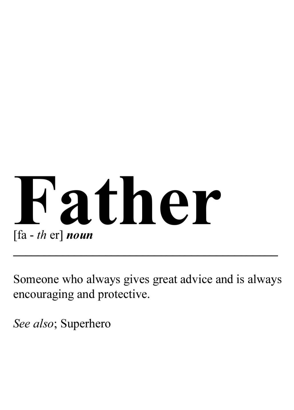 Father Definition Print A4 Print Gift for Him Dad - Etsy