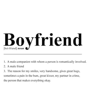 Boyfriend Definition Print, A4 Print, Gift for Him, Valentine's Gift ...
