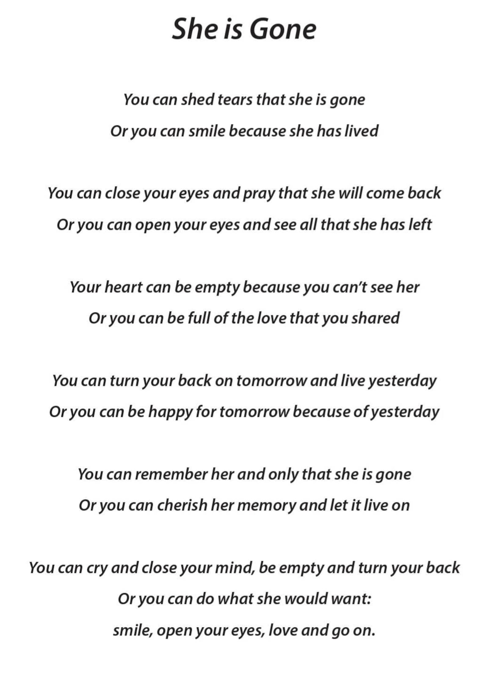 She is Gone Poem, Funeral Poem, Missing You, Bereavement, Rainbow ...