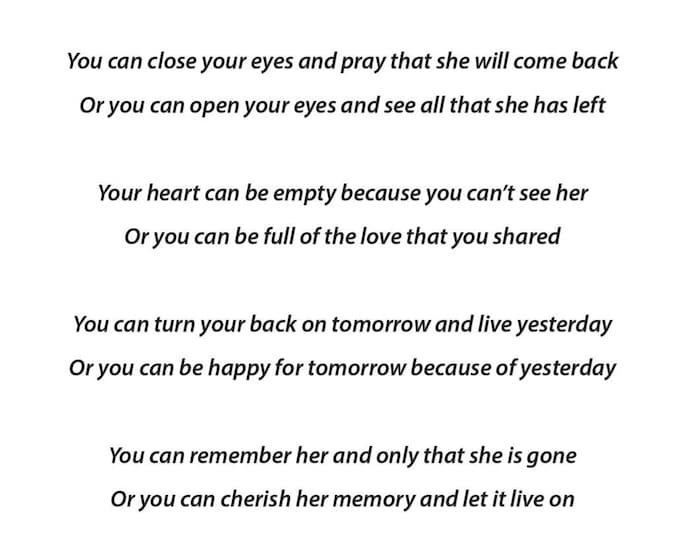 Letter From Heaven Print, to My Dearest Family, Funeral Poem, Missing ...