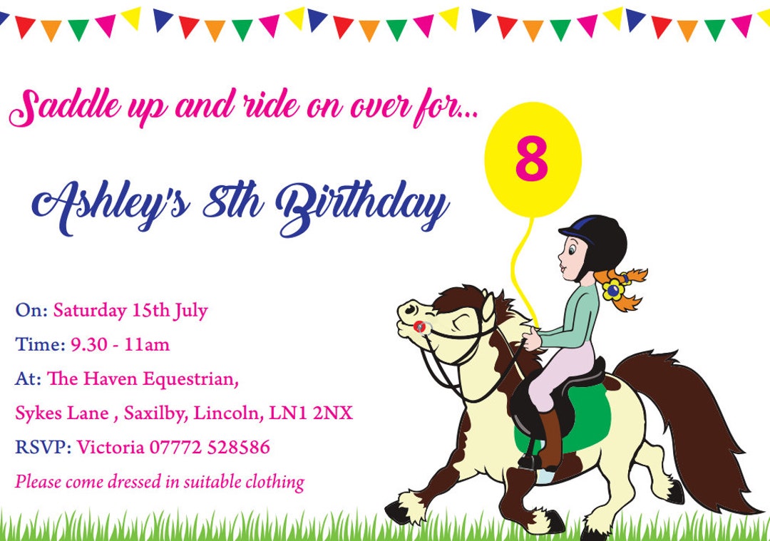 Pony Party Invitation, Pony Theme Invitations, Pony Invitation, Horse ...