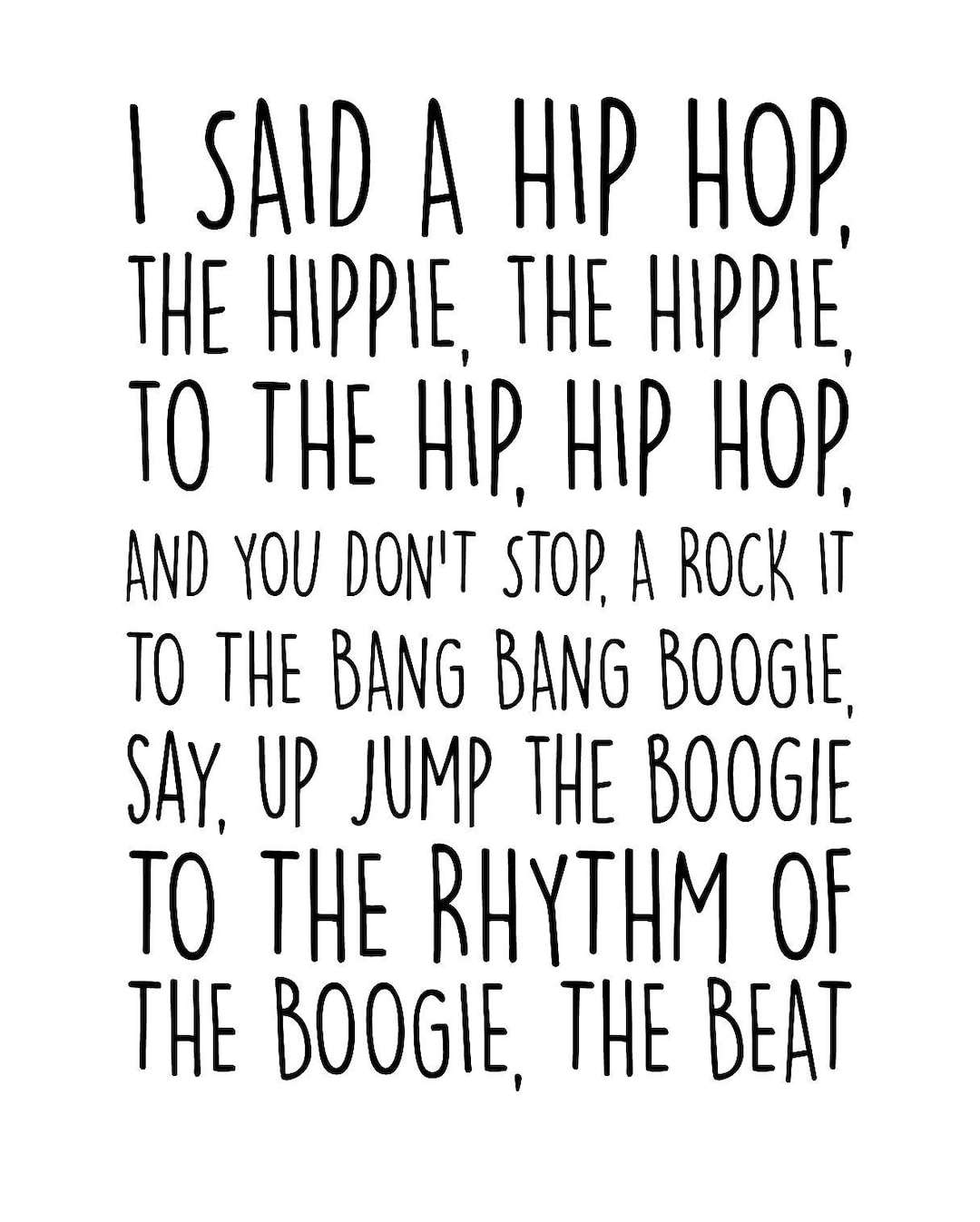 Rappers Delight A4 Print, Lyrics, Sugarhill Gang, Rap Music Lyrics, Hip ...