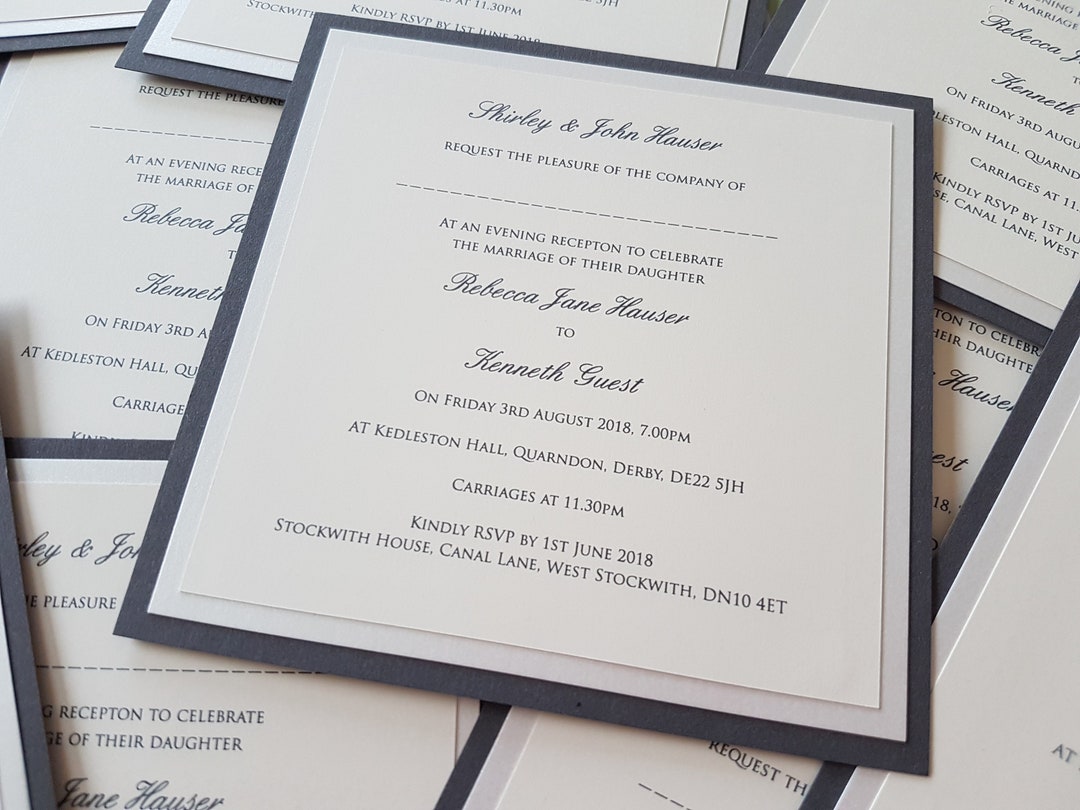 Navy Blue Wedding Invitation, Navy and Silver, Elegant Invitation ...