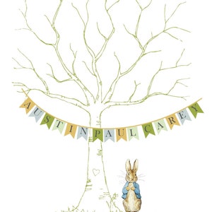 Peter Rabbit Christening Fingerprint Tree, Christening Day, Guest Book ...