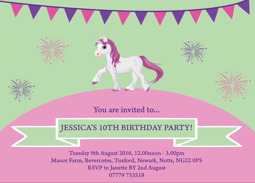 Pony Theme Party Invites, Invitations, Kids Party, Children's Party ...