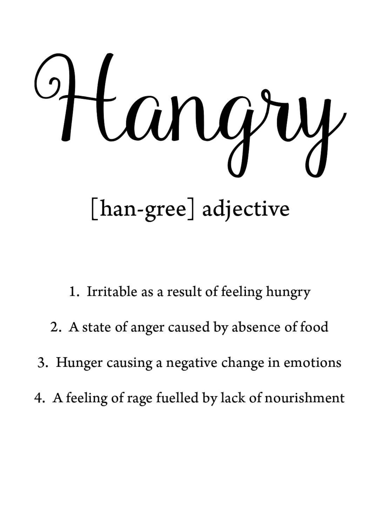 Hangry Definition Print, A4 Print, Gift for Him, Hungry, Design ...