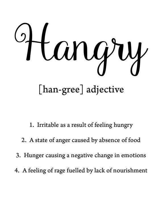 Hangry Definition Print A4 Print Gift for Him Hungry | Etsy