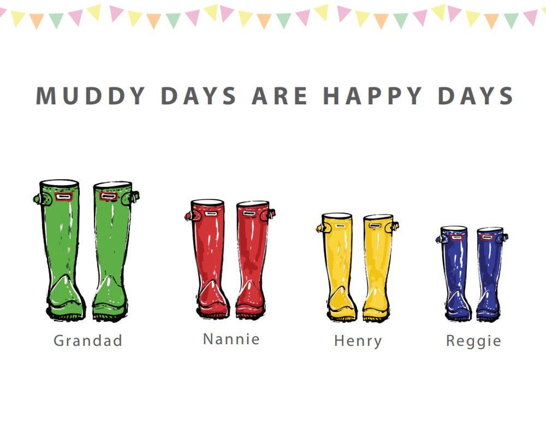 Personalised Family Wellies Print, Family Welly Print, New Home Gift ...