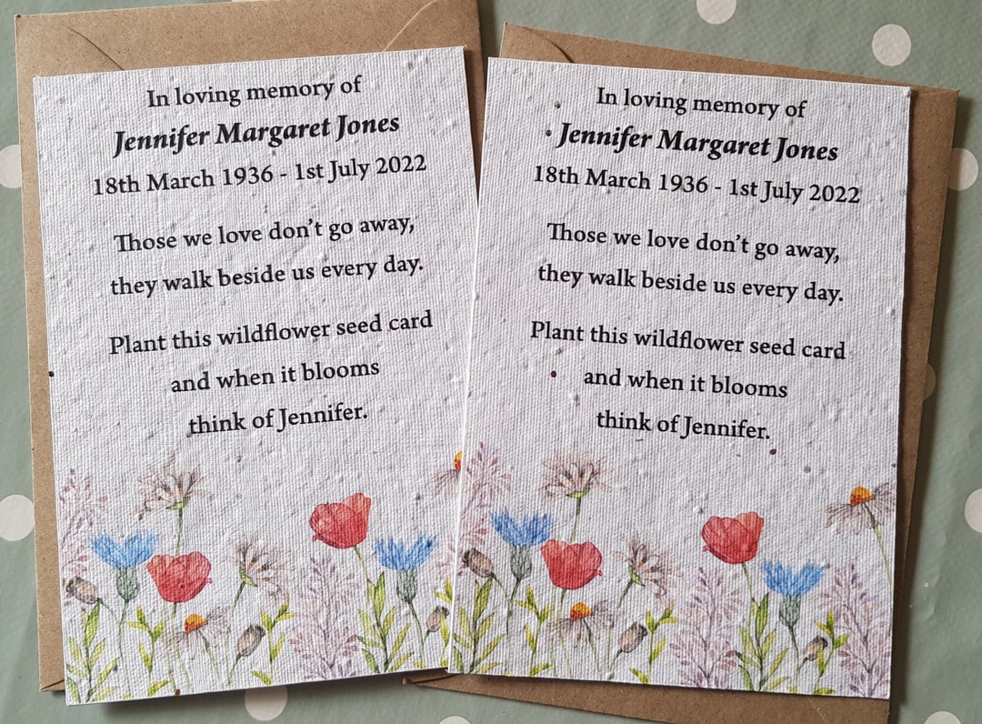 Memorial Seed Card, Funeral Favour, Remembrance, Plantable Seed Card ...