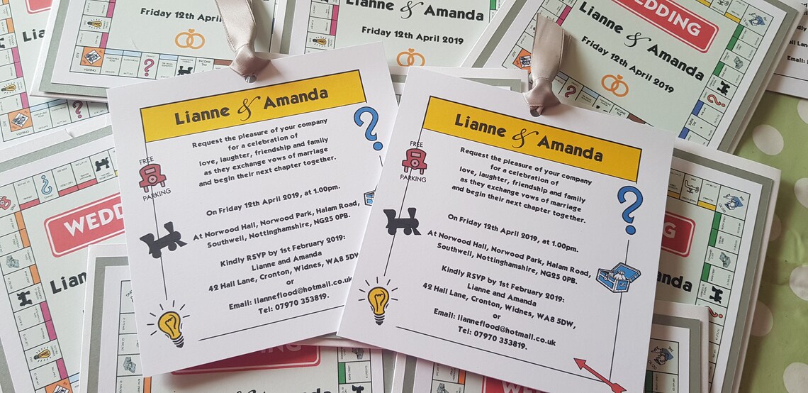 Monopoly Theme Wedding Invitation, Board Game Wedding Theme, Board Game ...