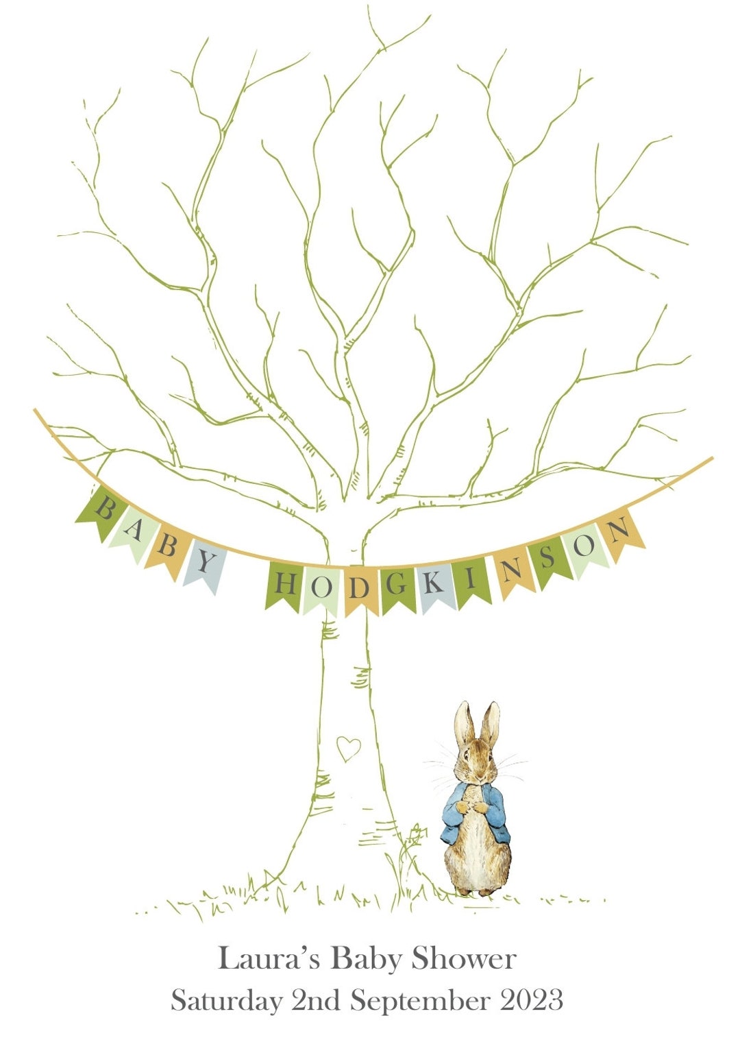 Peter Rabbit Baby Shower Fingerprint Tree, Guest Book, Mummy to Be ...