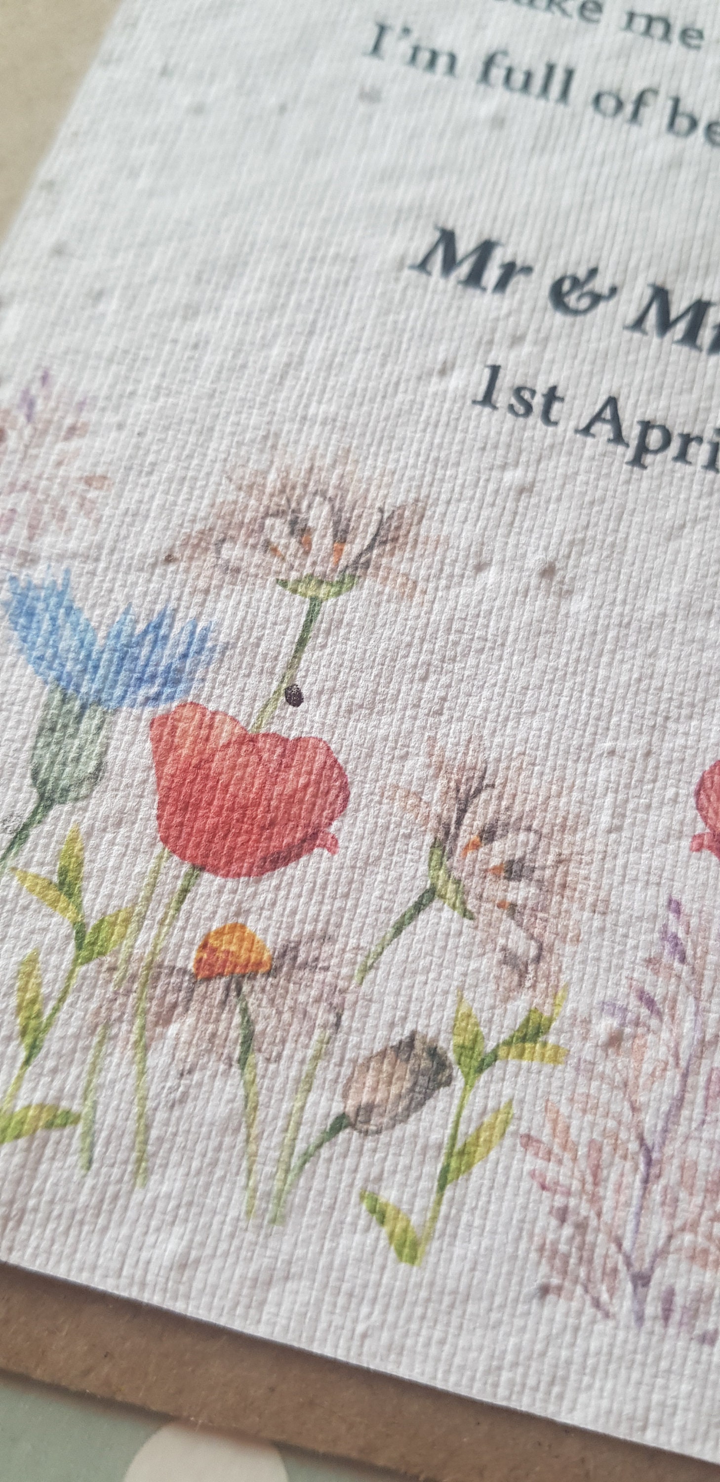 Seed Paper Wedding Favour, Plantable Seed Card, Wild Flower Seed Card ...