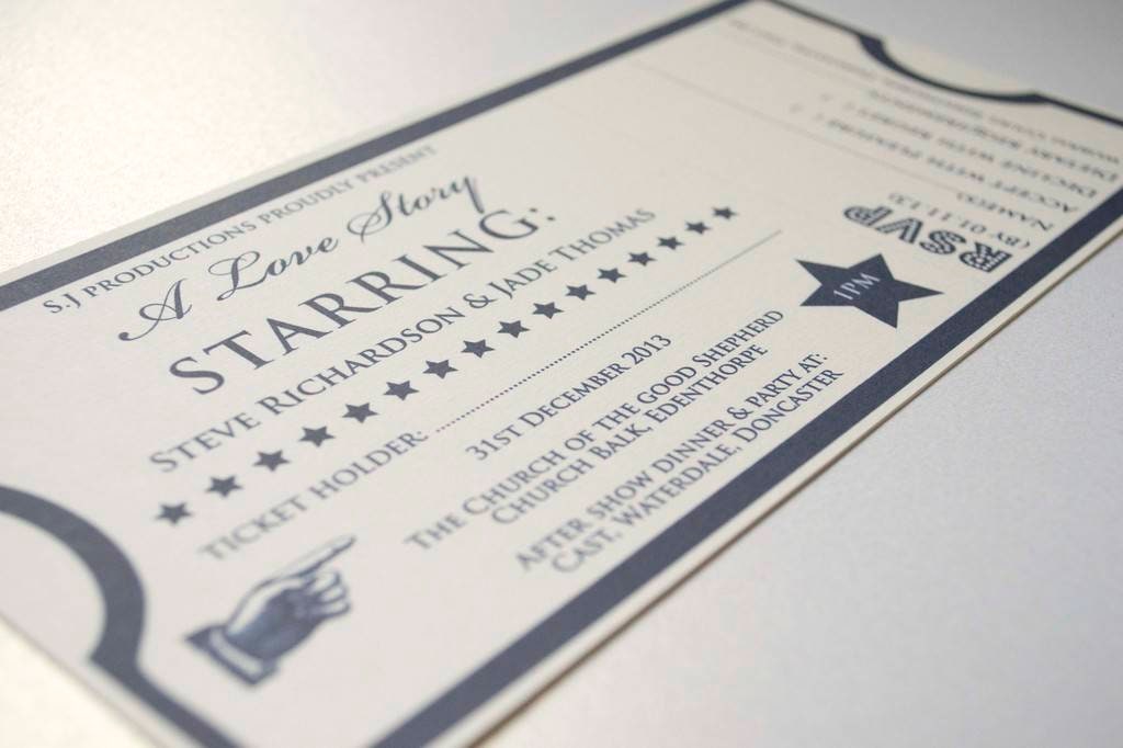 Theatre Ticket Wedding Invite, Invitation, Personalised Wedding ...
