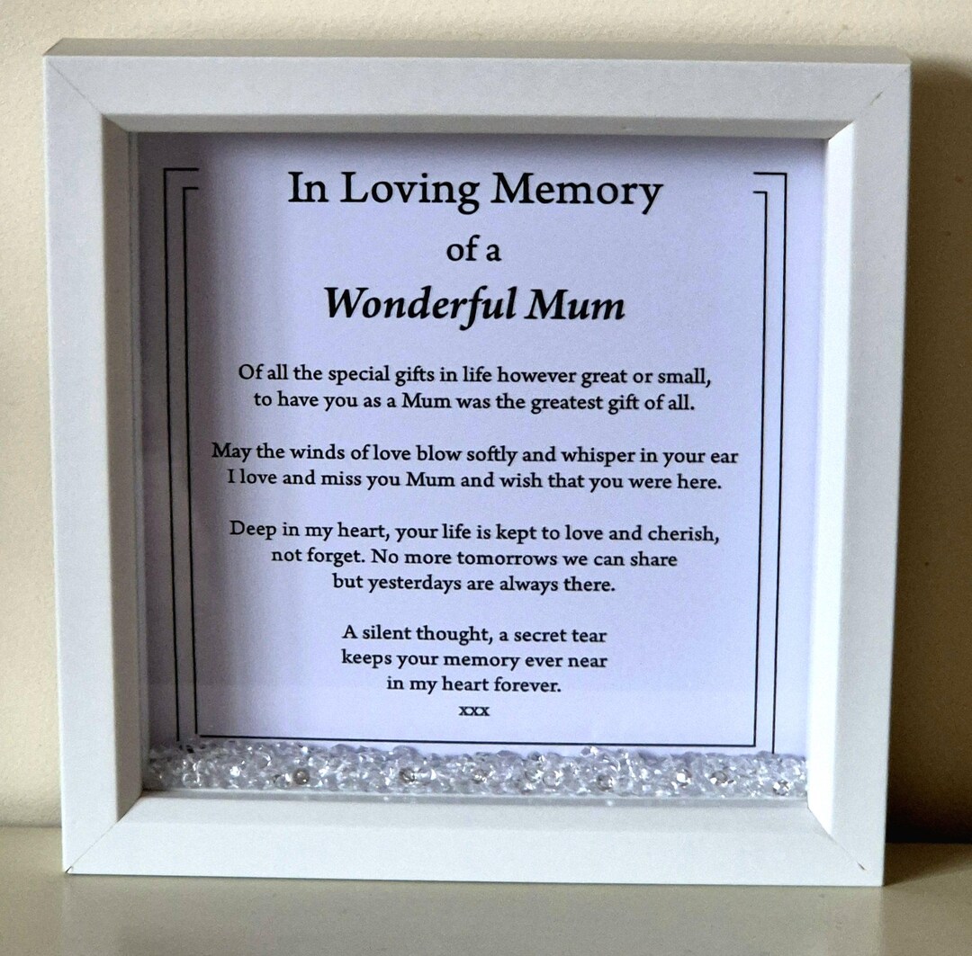 Mum Loving Memory Scatter Crystal Frame, Mum Memorial Gift, Miss You ...