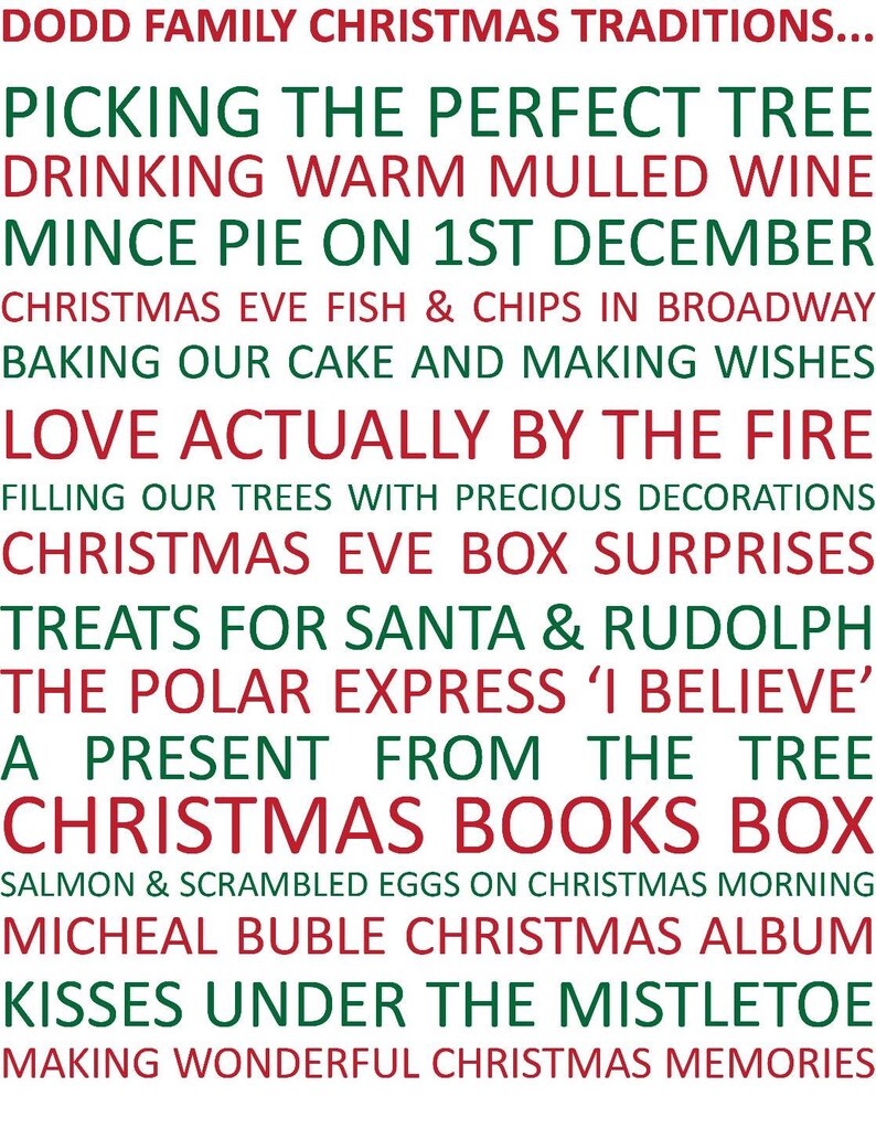 Family Christmas Traditions Print Home Decor Christmas - Etsy
