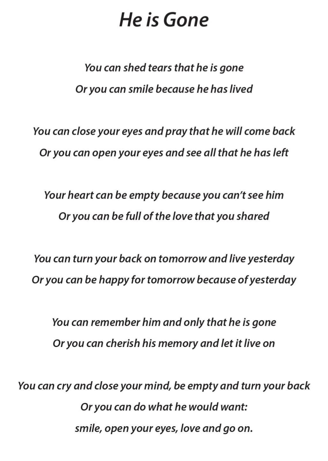 He is Gone Poem, Funeral Poem, Missing You, Bereavement, Rainbow ...