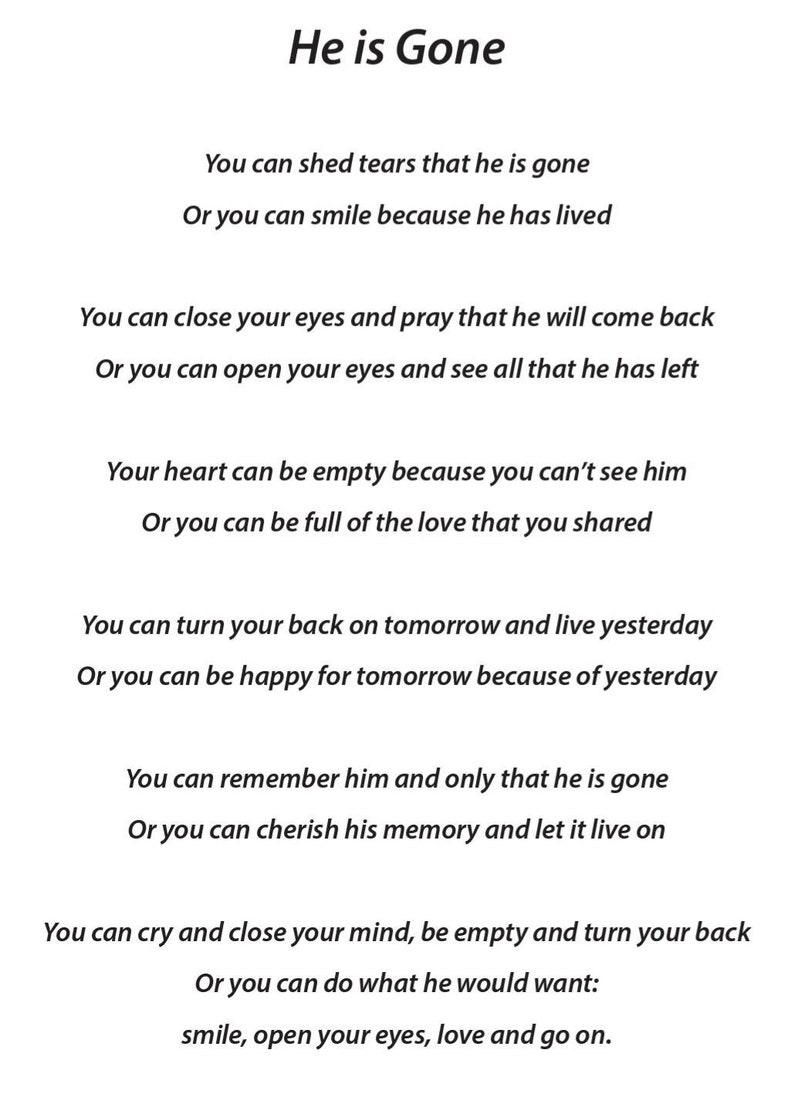 He Is Gone Poem Funeral Poem Missing You Bereavement Rainbow
