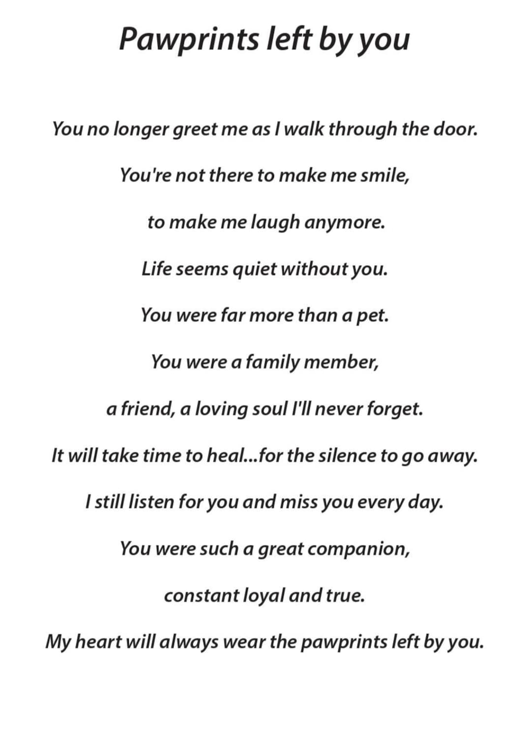 Pet Loss Poem, in Loving Memory, Rainbow Bridge, Pet Memory Print, Pet ...