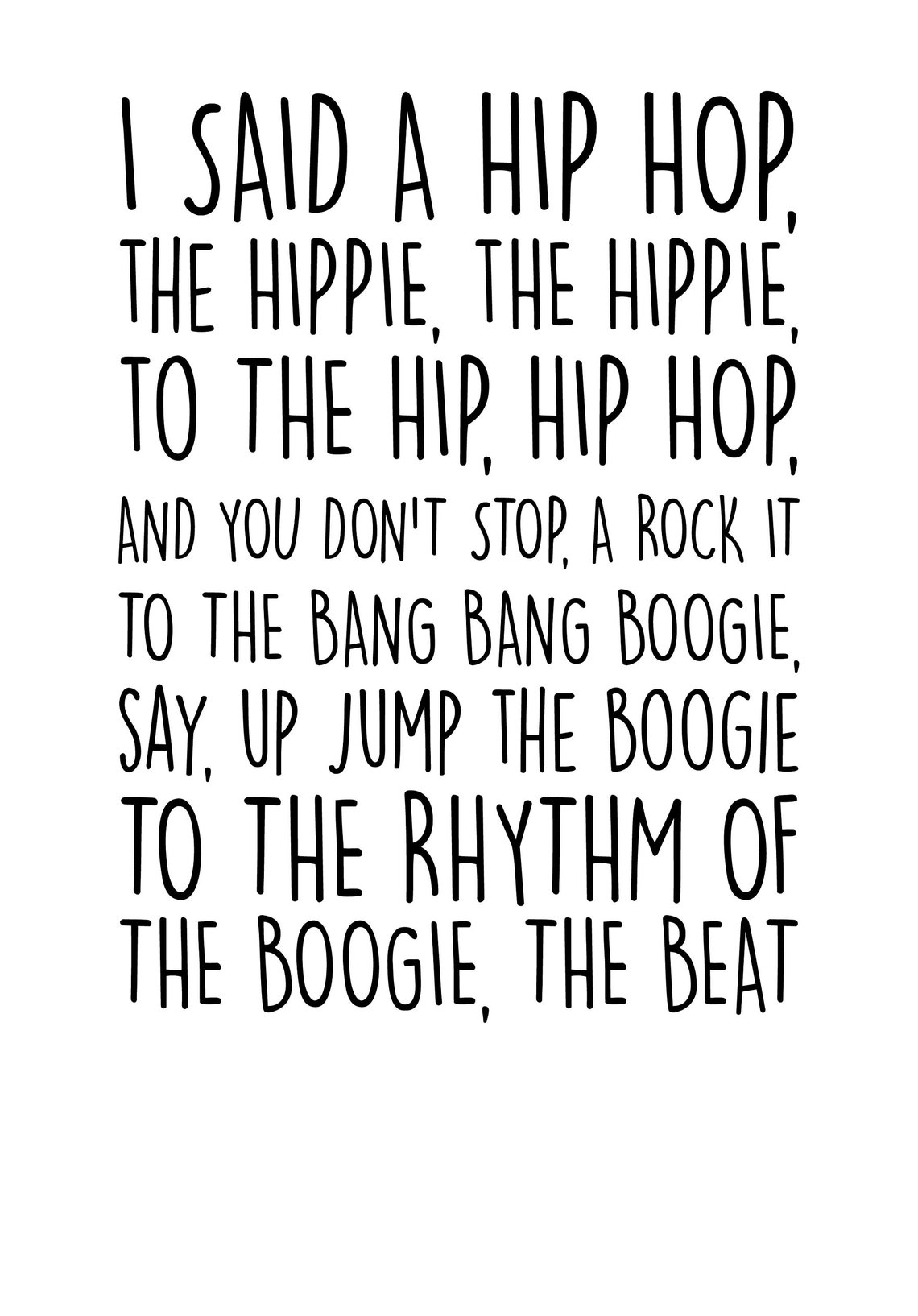 Rappers Delight Digital Print, A4 Print, Lyrics, Sugarhill Gang, Rap ...