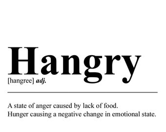 Hangry Definition Print A4 Print Gift for Him Hungry | Etsy