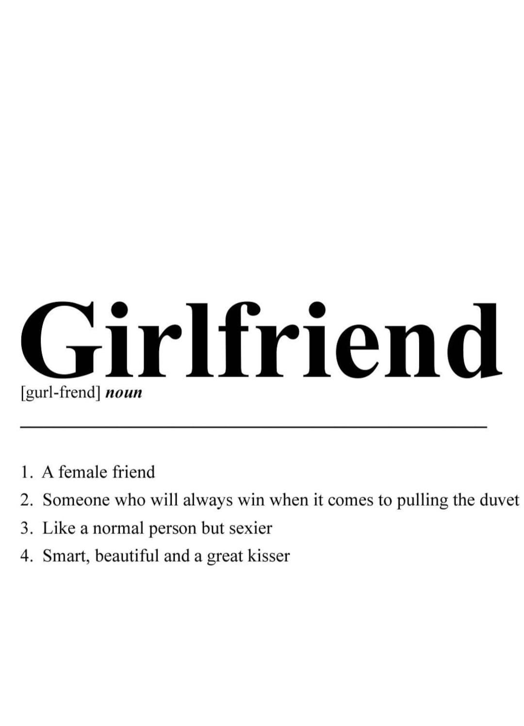 Girlfriend Definition Print, A4 Print, Gift for Him, Partner, Design ...