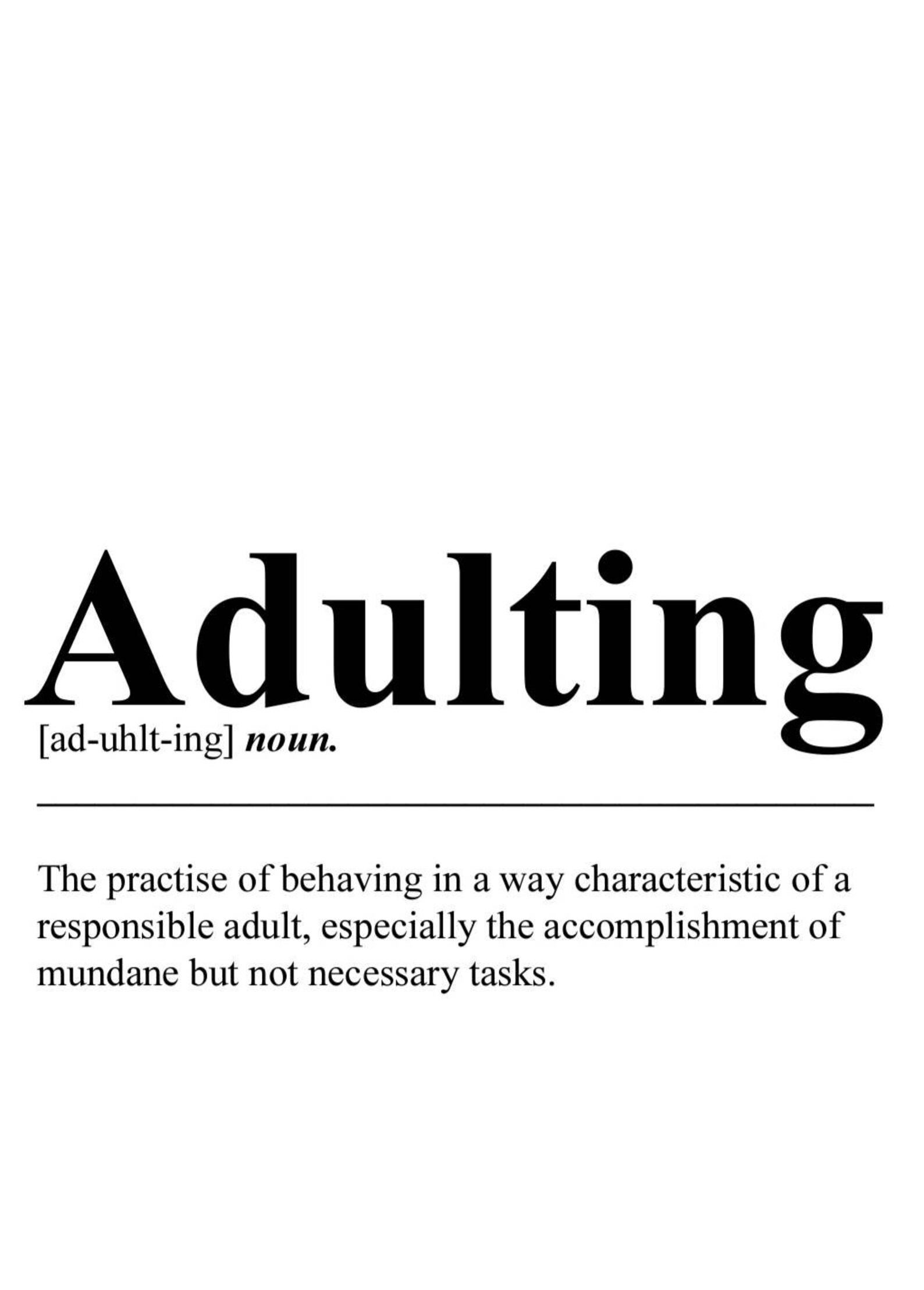 Adulting Definition Print, A4 Print, Gift for Him, Valentine's Gift ...