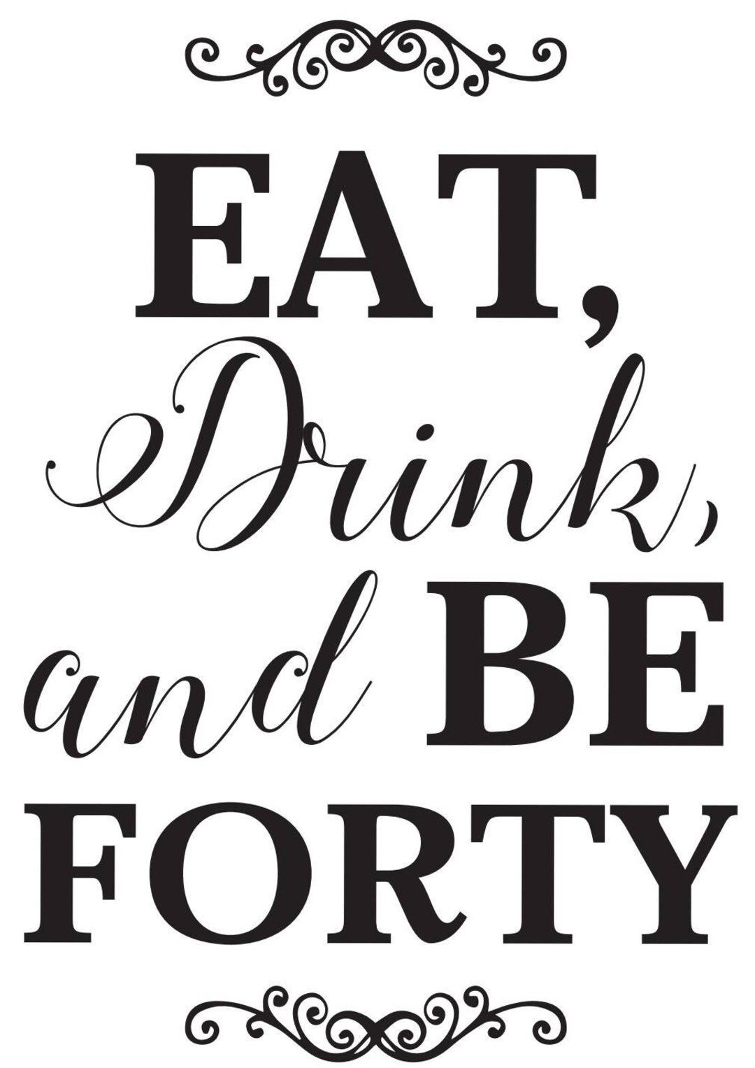 Forty Print, 40 Years Young, 40 Print, A4 Print, Turning 40 Gift, Gift ...