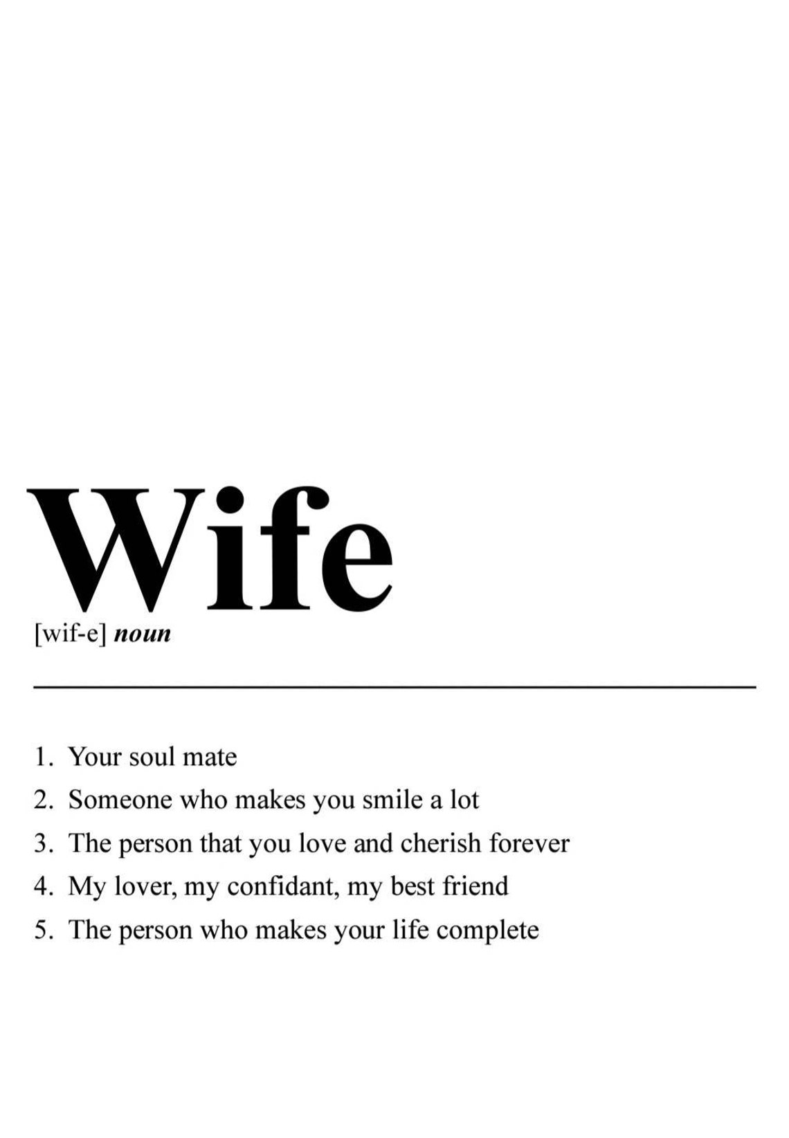 Wife Definition Print A4 Print Gift for Her Married - Etsy