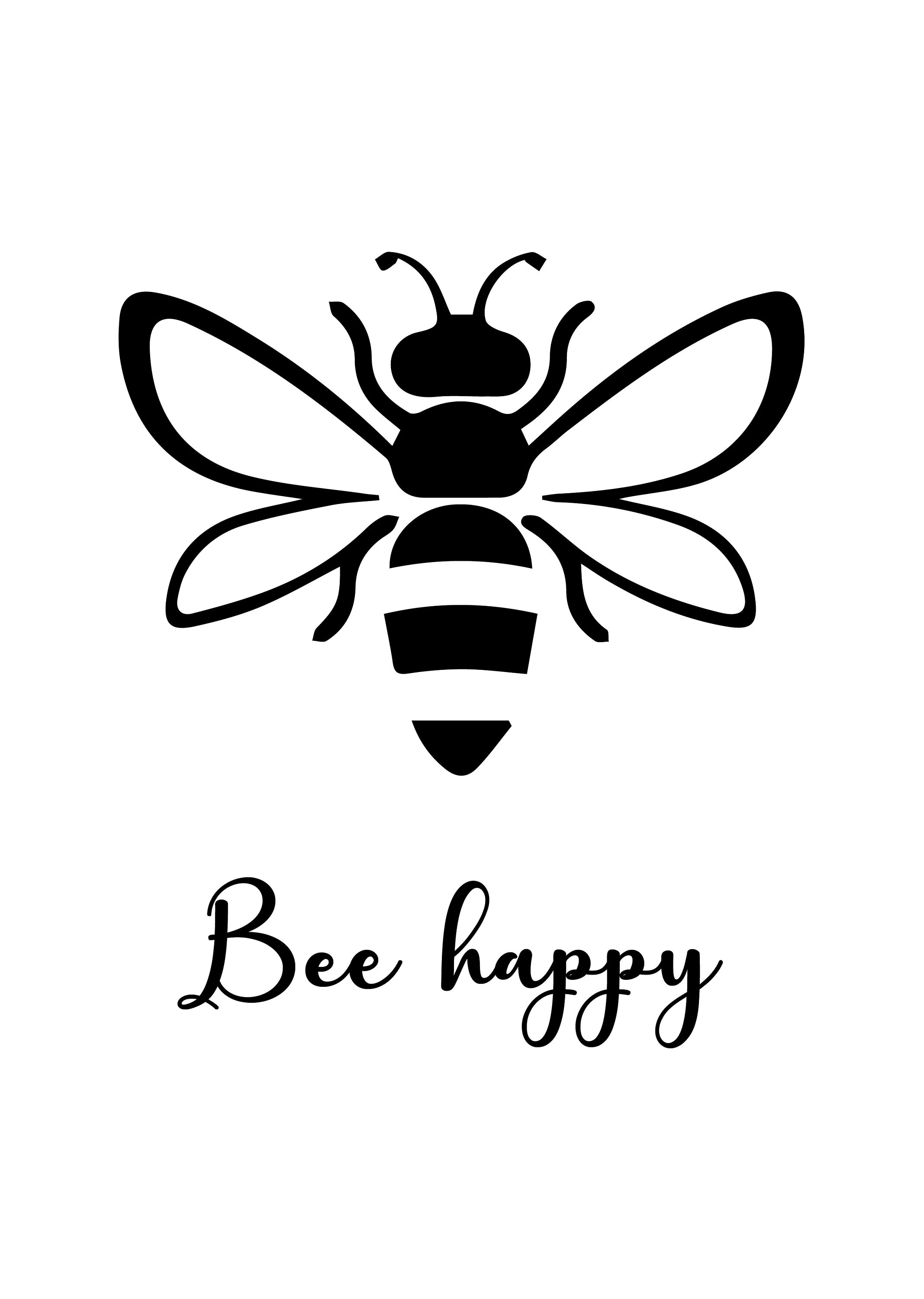 Bee Happy Print Digital Print Digital Download Bumble Bee - Etsy