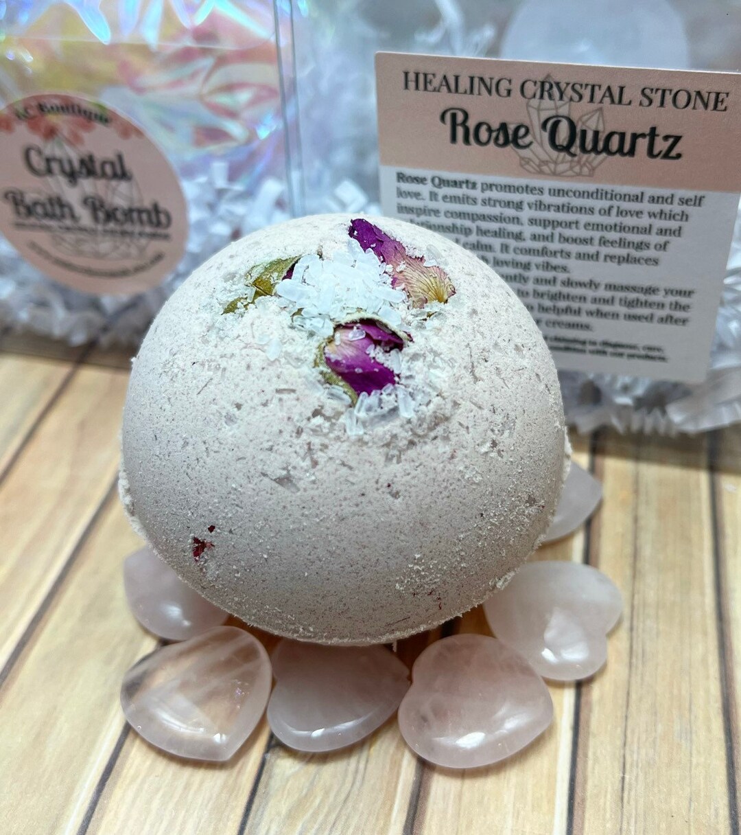 Rose Quartz Crystal Bath Bomb: Lux Bath Bomb, Rose Bath Bomb, Natural ...