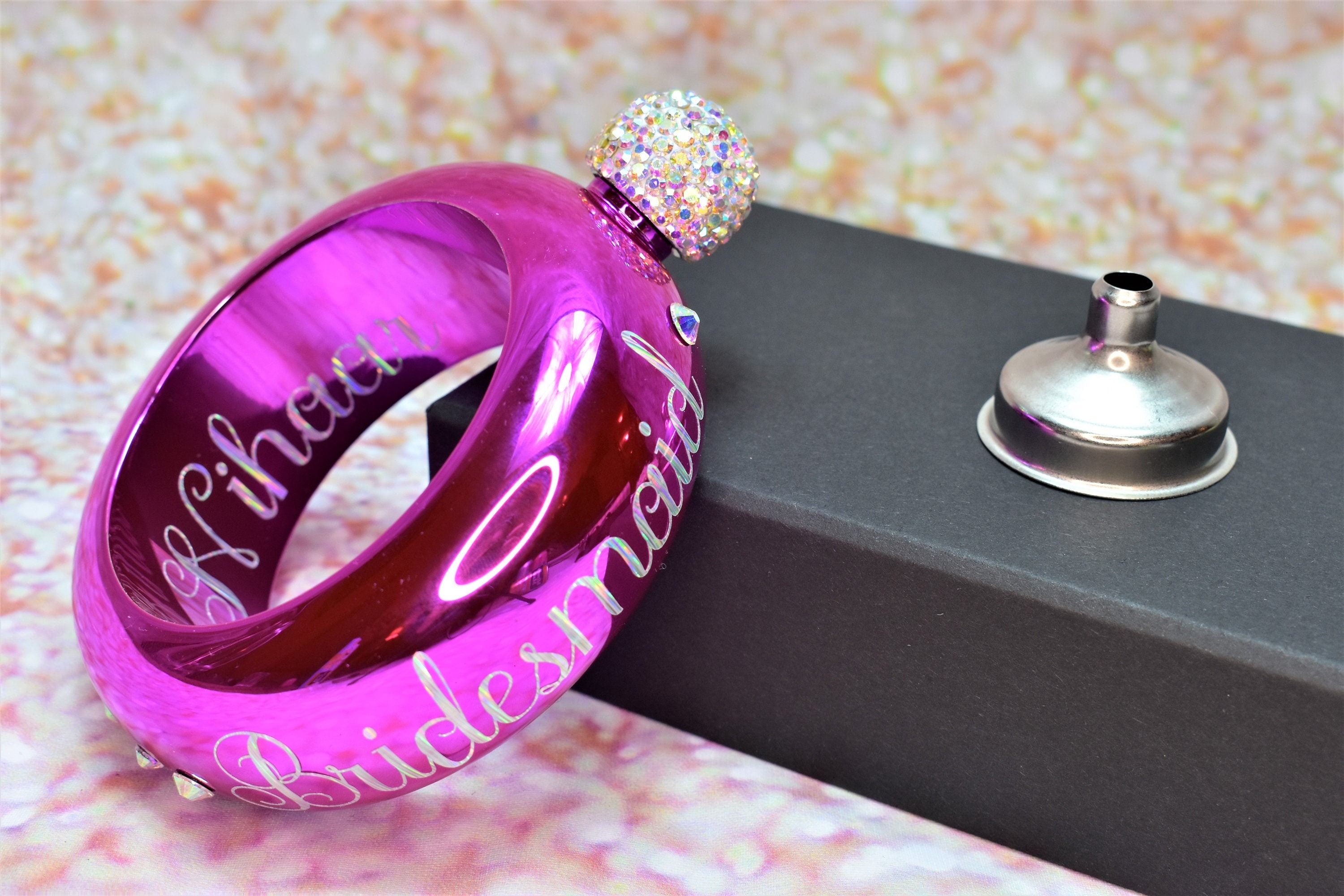 Bedazzled Bracelet Flask; Glitter Top Flask, Swarovski Crystal Flask ...