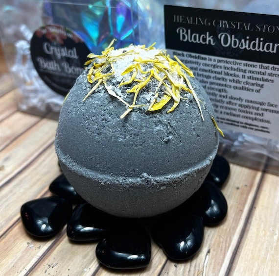 Black Obsidian Crystal Bath Bomb: Lux Bath Bomb Charcoal Bath | Etsy